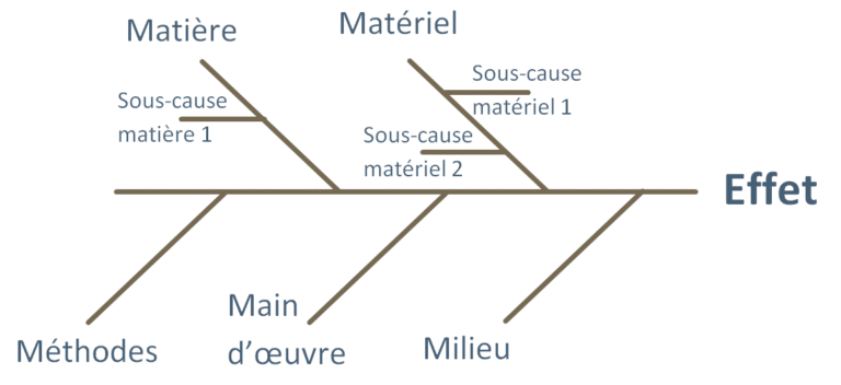 5 M : Matière, Matériel, Méthodes, Main d’œuvre, Milieu